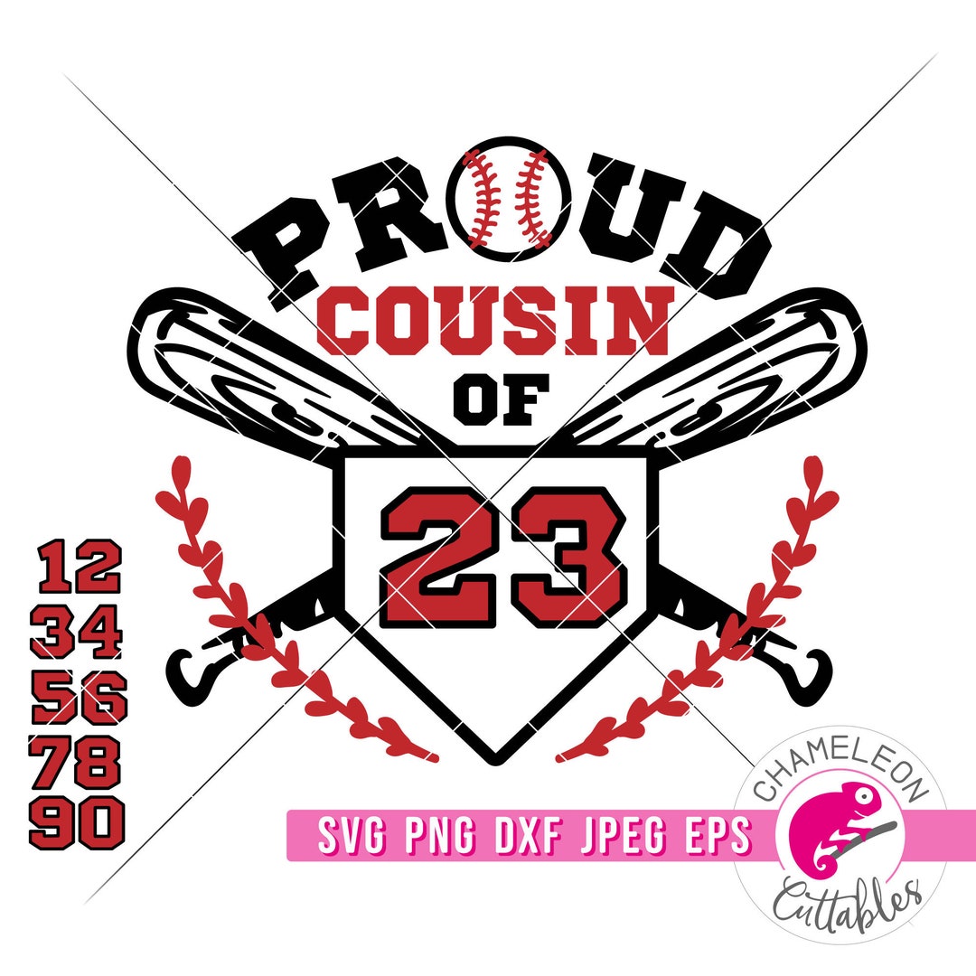 Proud Baseball Cousin Jersey Number SVG Dxf Png File for Cutting ...