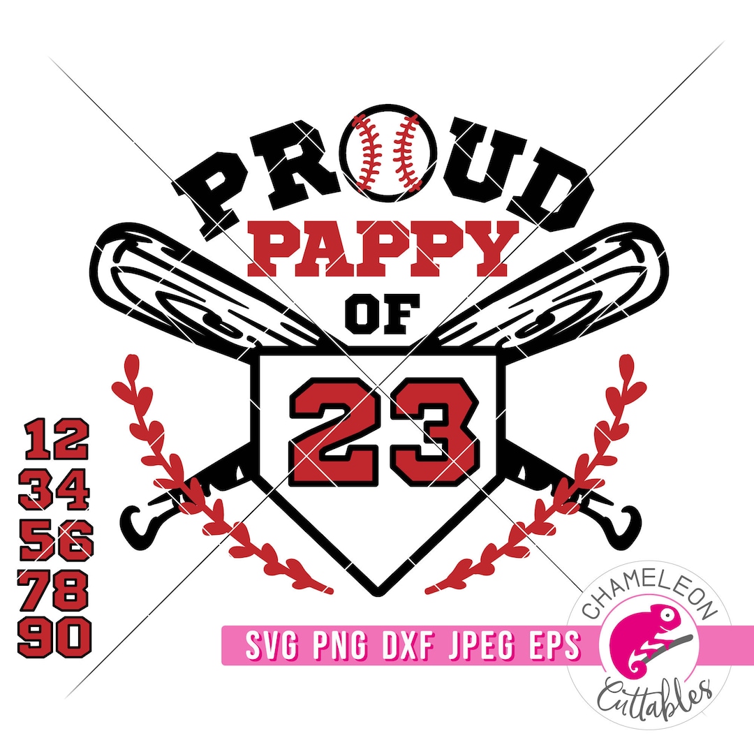 Proud Baseball Pappy of Jersey Number SVG Eps Dxf Png File for Cutting ...