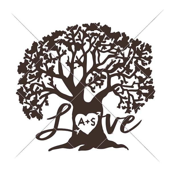 Tree With Initials Svg - Etsy
