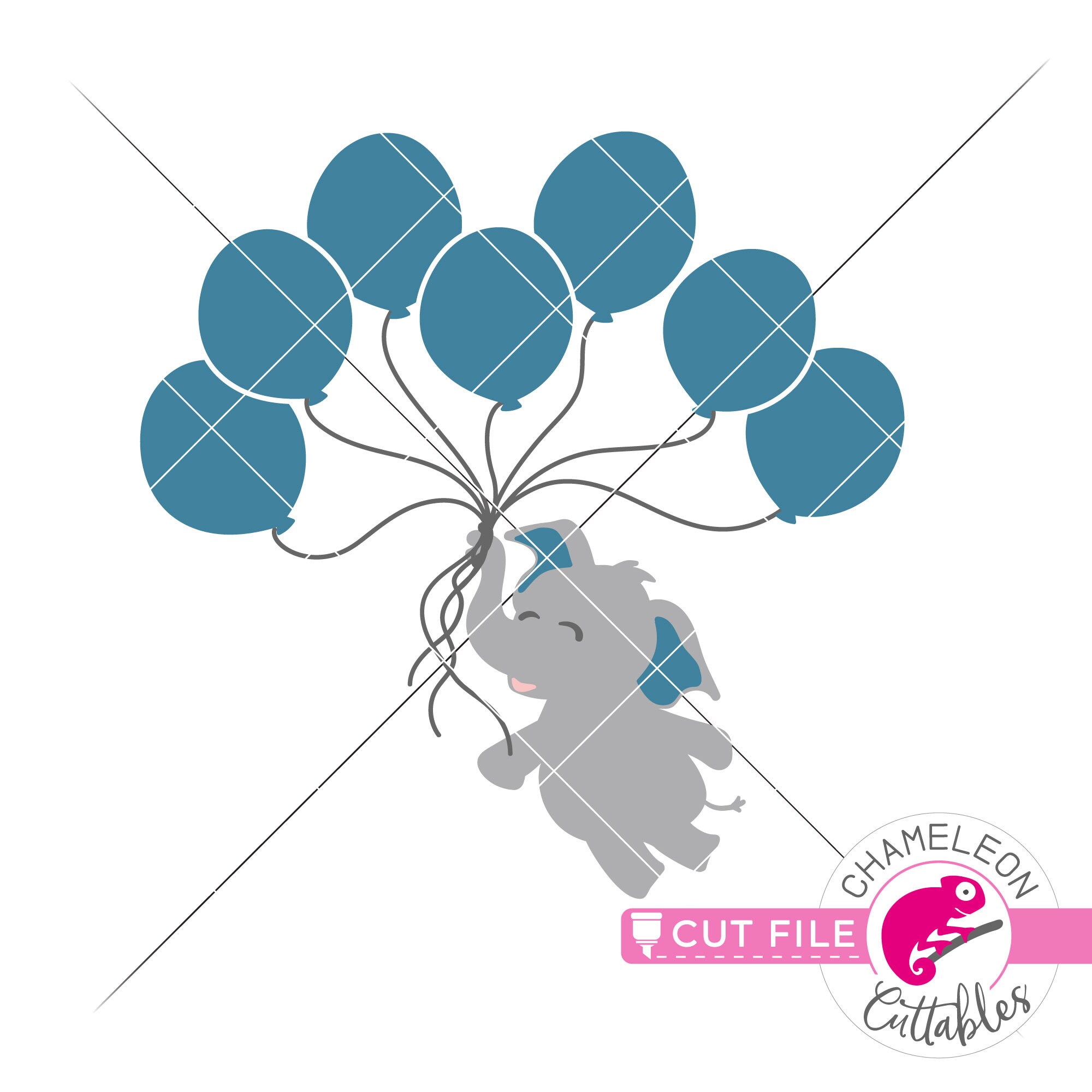 SVG PNG DXF Jpeg Elephant With 7 Balloons for Name Baby - Etsy