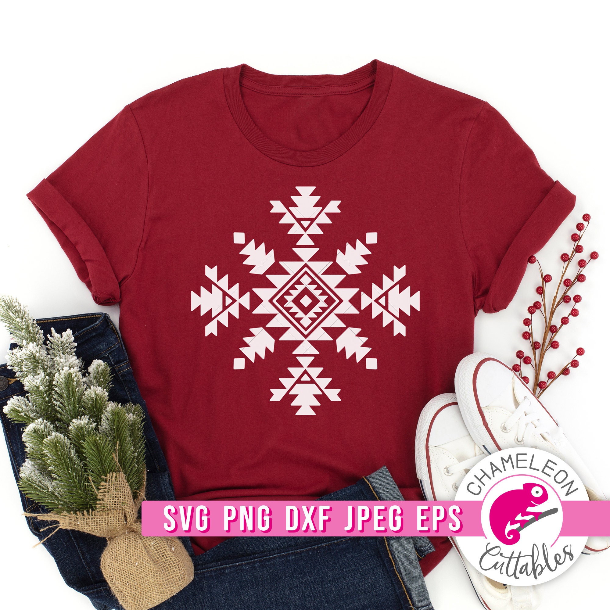 SVG PNG DXF Jpeg Aztec Snowflake Design Tribal Winter - Etsy