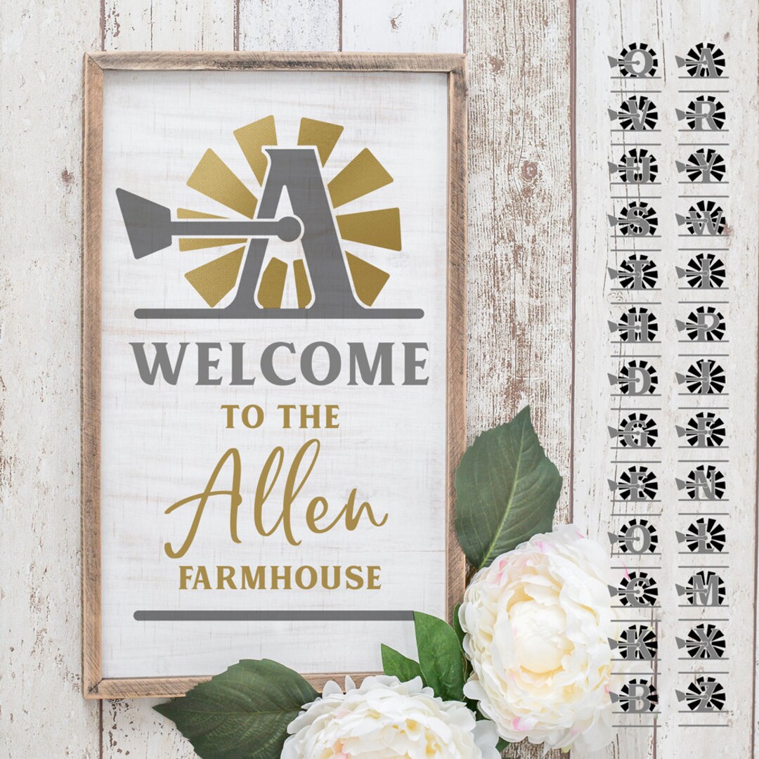 SVG, PNG, DXF, Jpeg, A-Z Windmill Split Designs for Family Name ...