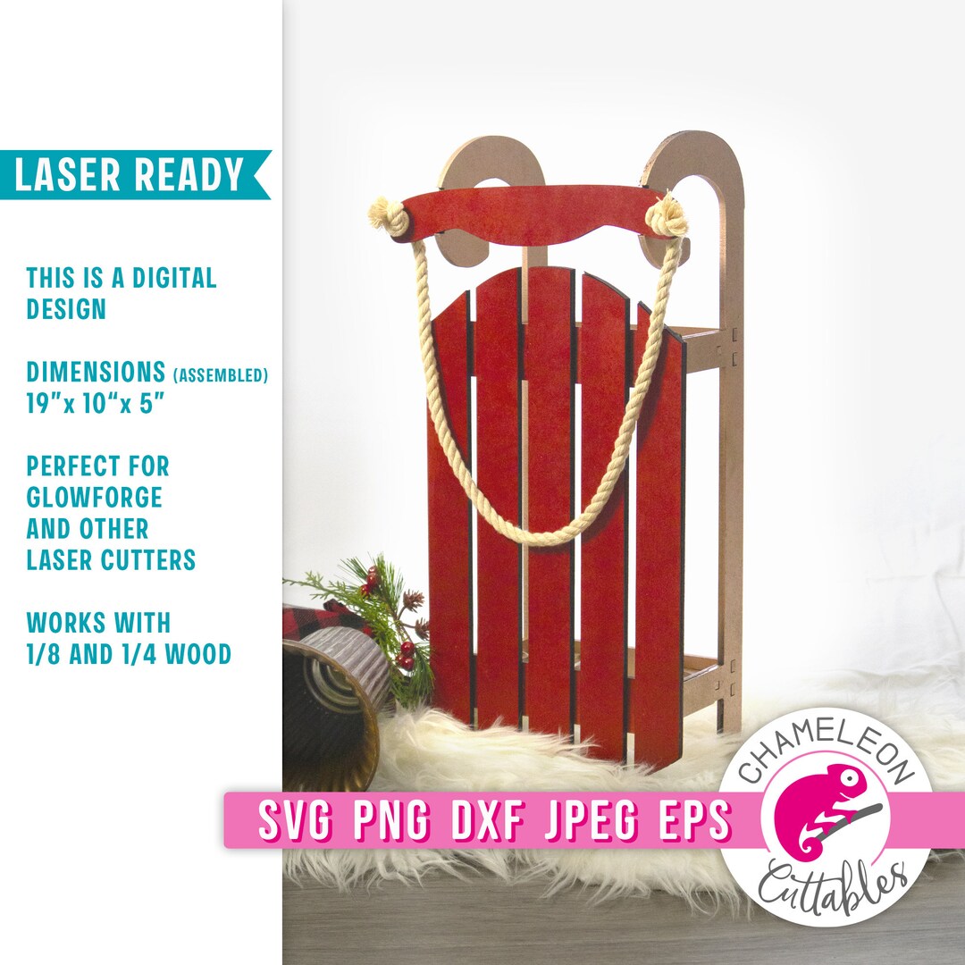 SVG, DXF, Christmas Sled Laser File, Christmas Cnc Design, Laser Ready ...