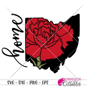 Home Ohio State, Red Carnation, Flower Layered SVG Dxf Png File for ...