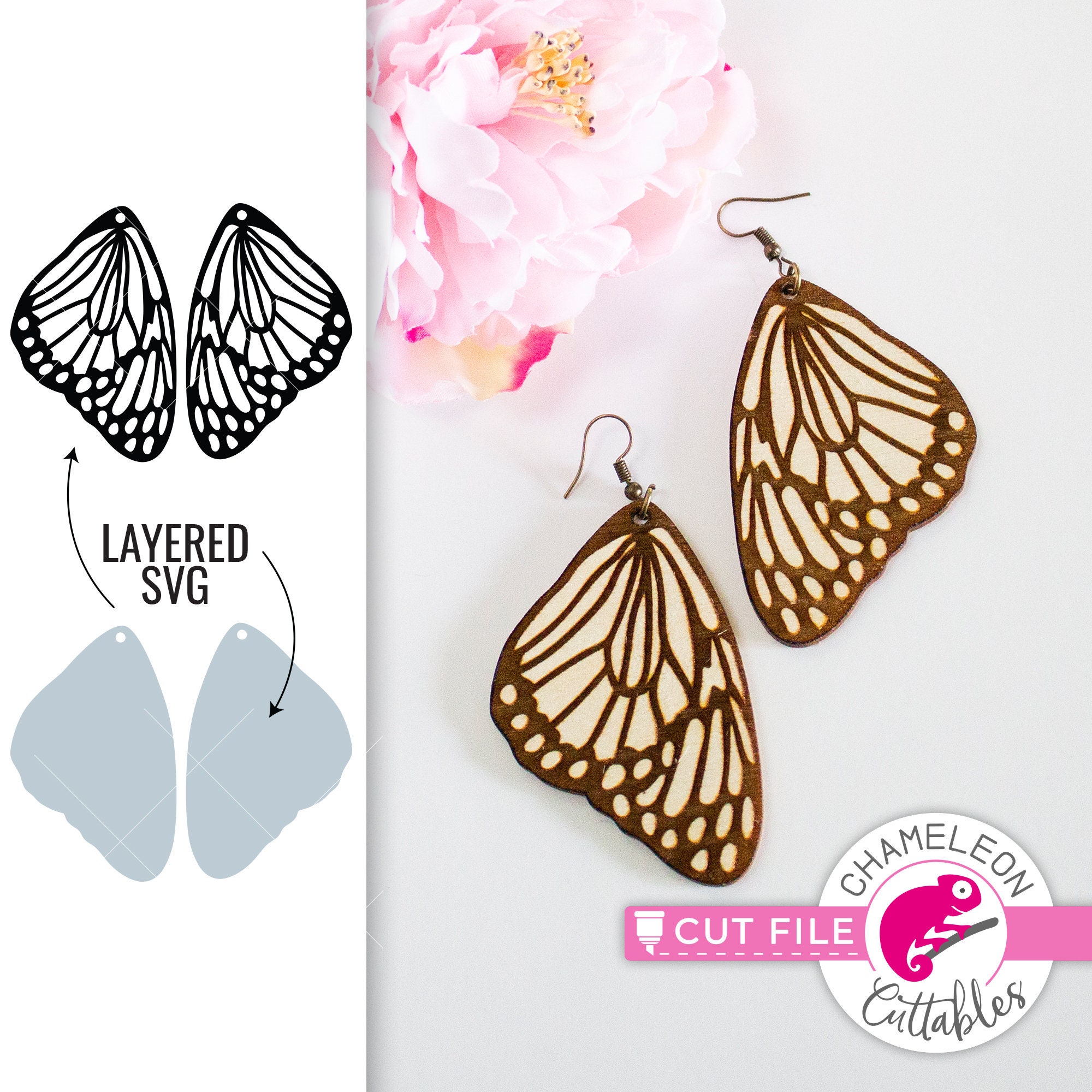 Butterfly SVG Glowforge SVG Earring Template Animal Svg - Etsy