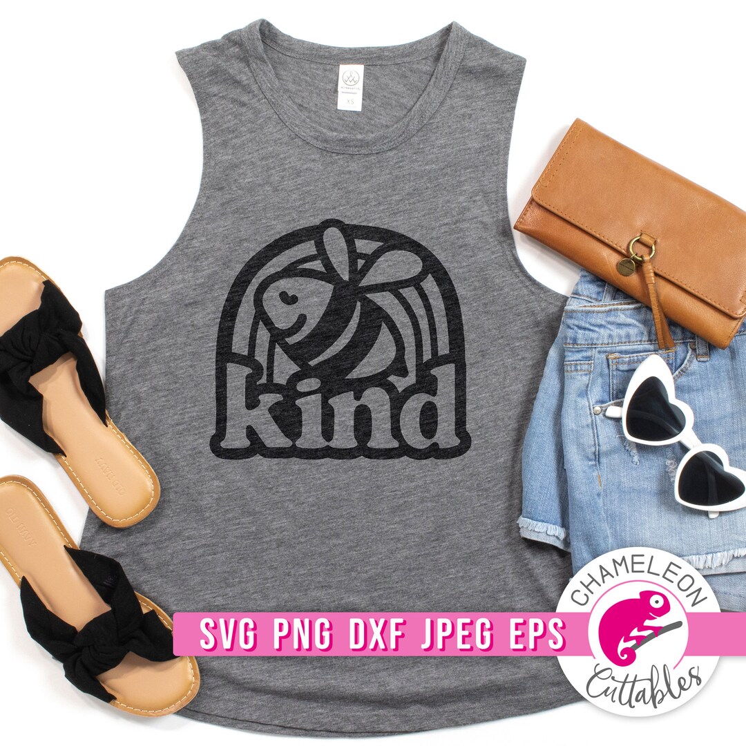 SVG, PNG, Dxf, Jpeg, Bee Kind Svg, Cute Bee Design, Bee Kind Rainbow ...
