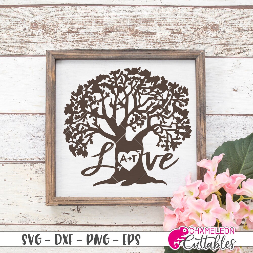 SVG PNG DXF Jpeg Customizable Tree Initials Wedding | Etsy
