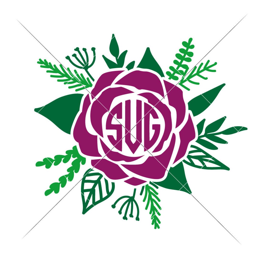 Rose Flower Monogram Frame SVG Dxf Files for Cutting Machines Like ...