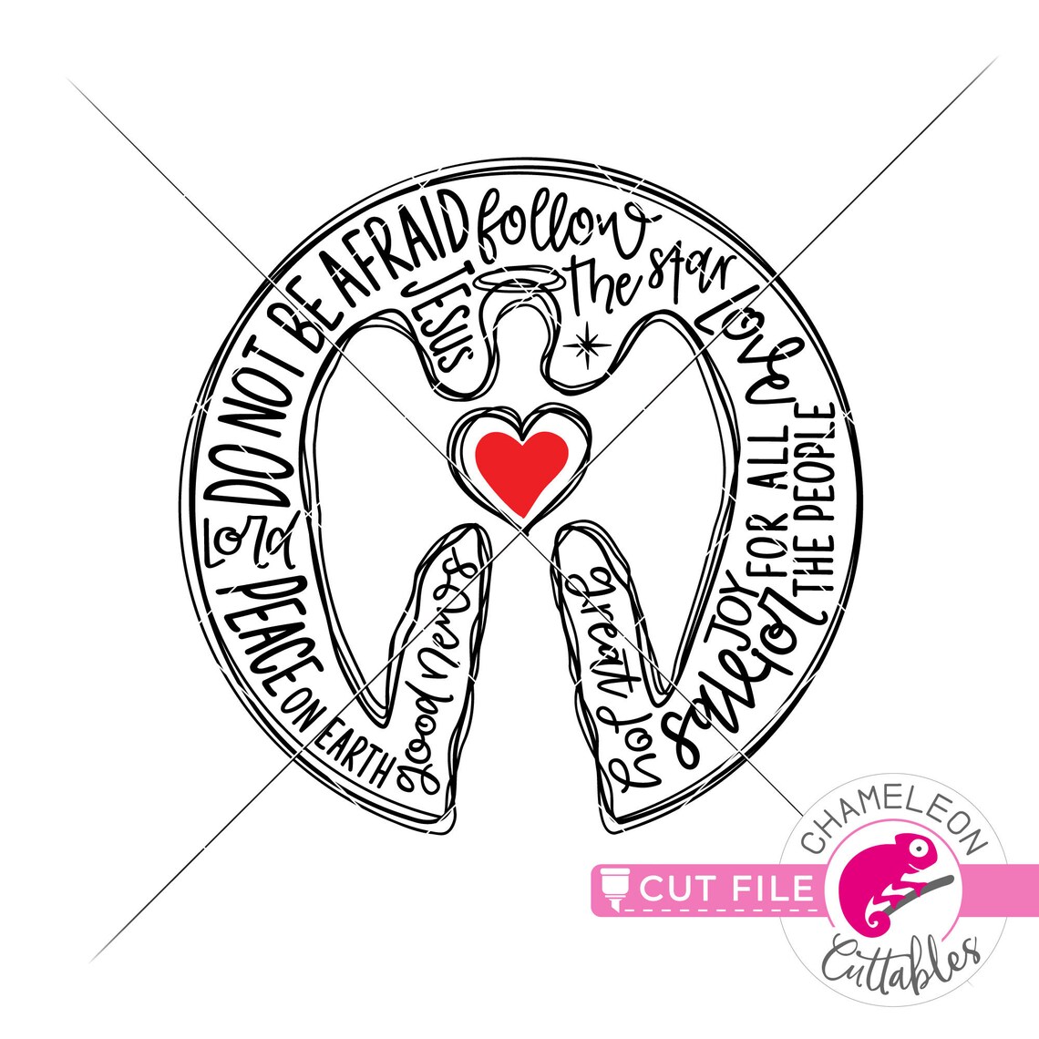 SVG PNG DXF Jpeg Christmas Angel Word Art Circle Design - Etsy