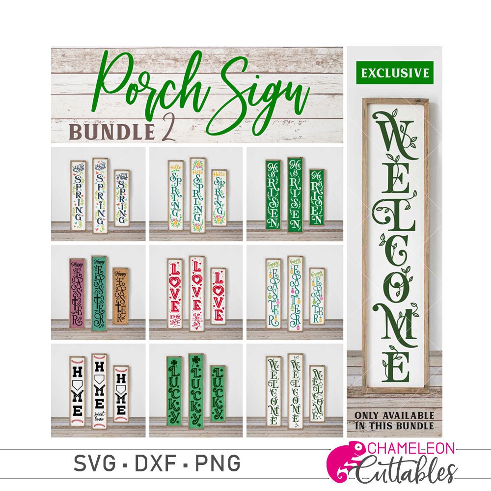 Porch Sign Bundle SVG, PNG, DXF, Vertical Files for Long Porch Signs ...