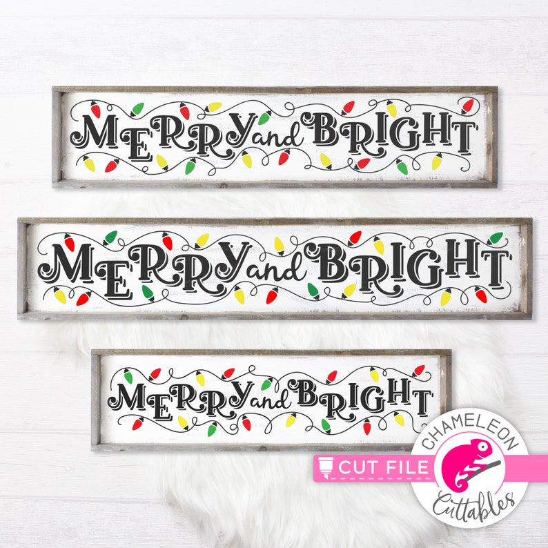 Merry & Bright Christmas Lights Horizontal Design Files for Long Porch ...