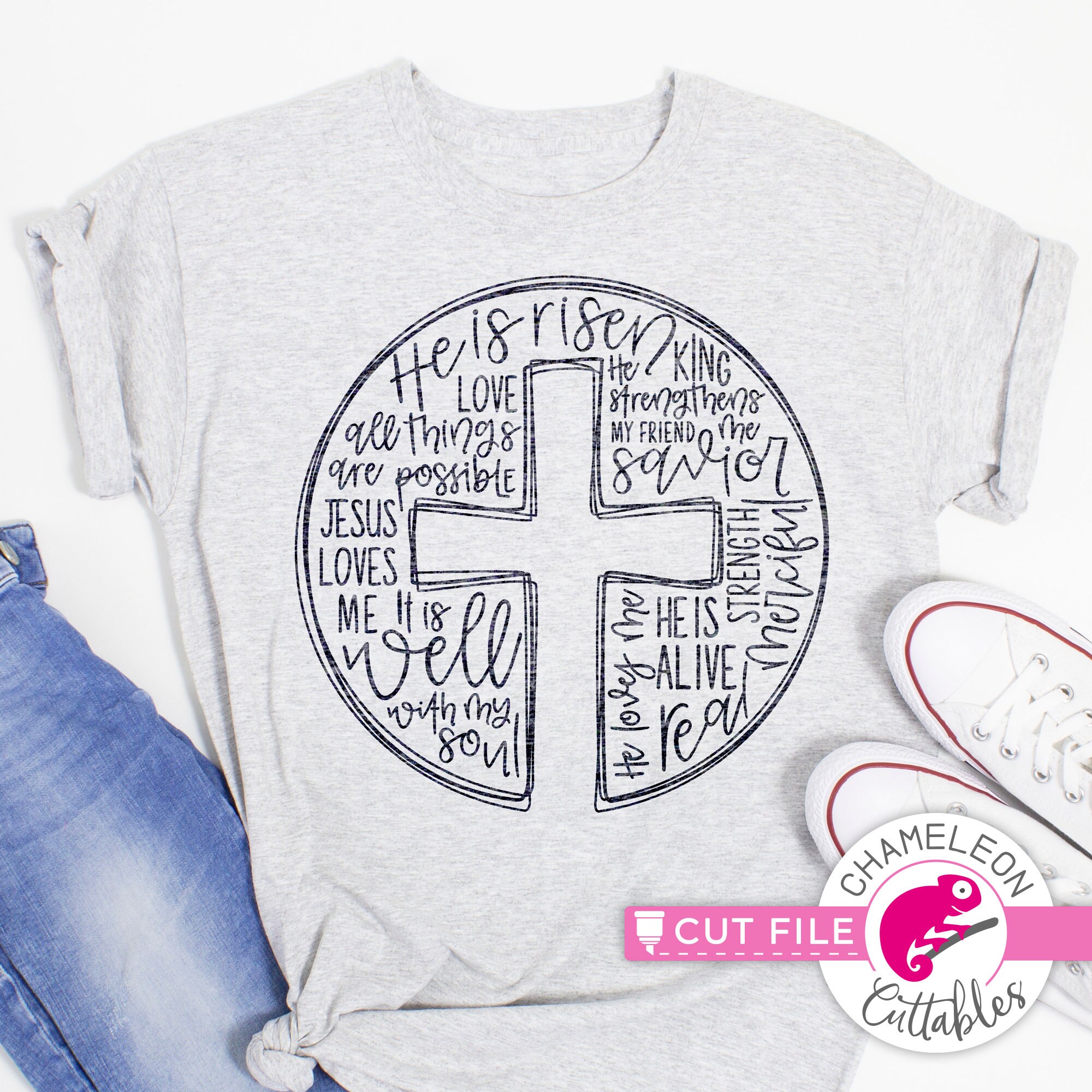 SVG PNG DXF Jpeg Cross With Words Circle Easter - Etsy