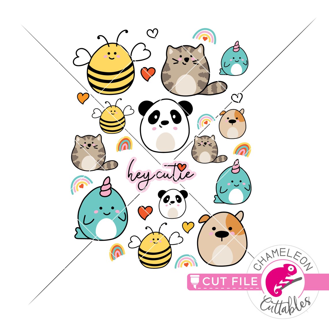PRINT & CUT Sticker Sheet Template, PNG, Cute Animals, for Cricut, for ...