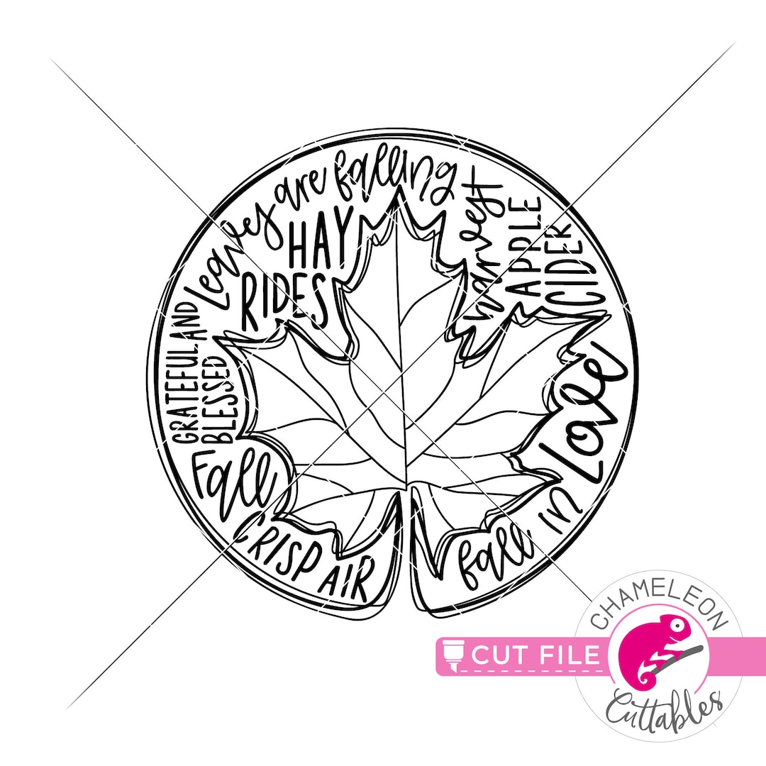 Fall Leaf, Word Art Circle Design, Autumn Shirt Svg, Round Fall SVG ...