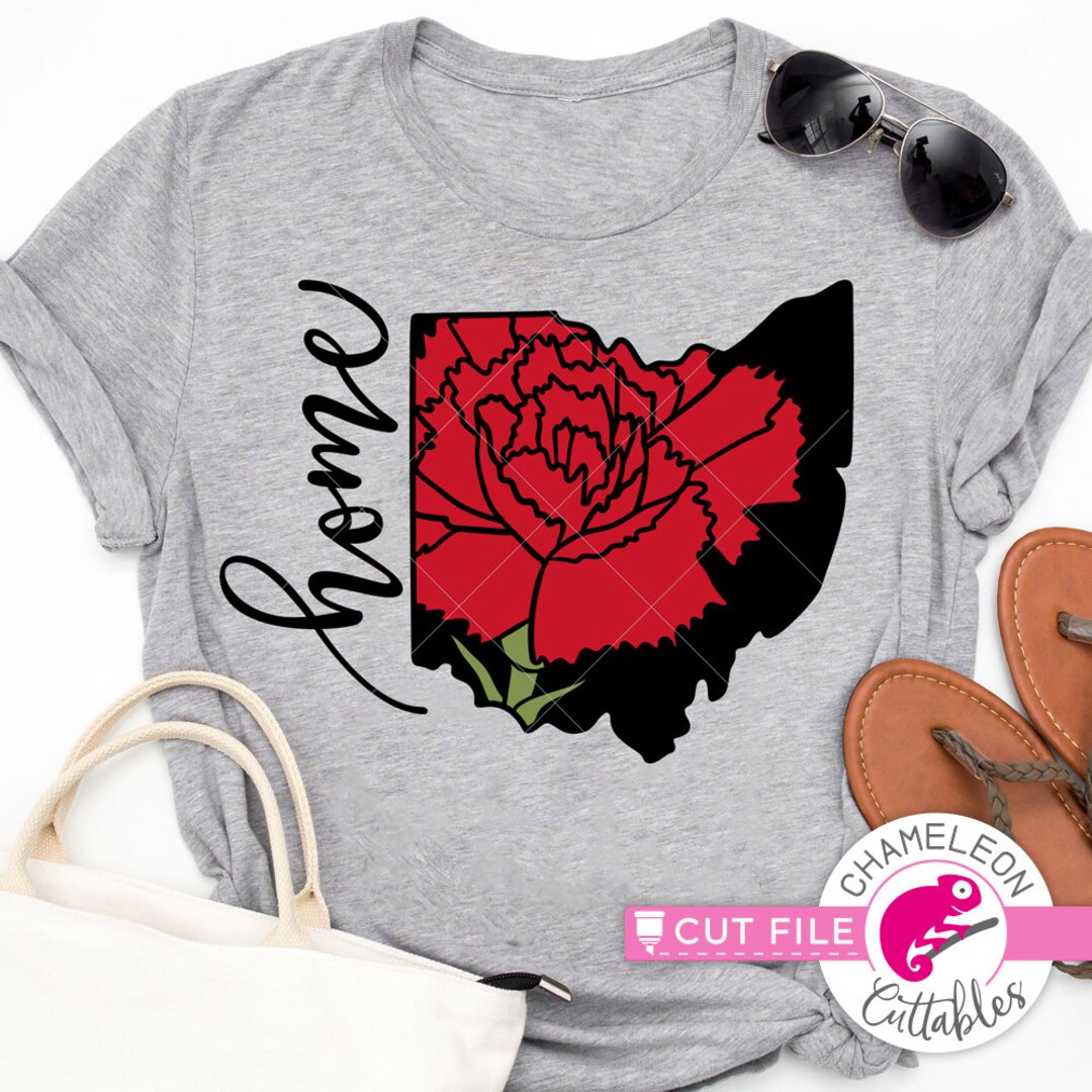 Home Ohio State, Red Carnation, Flower Layered SVG Dxf Png File for ...