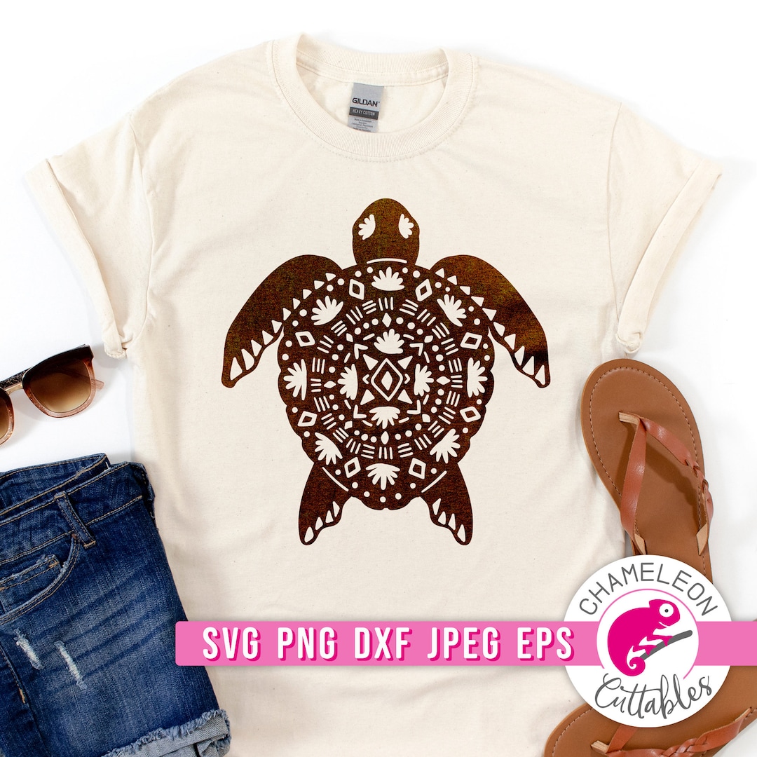 SVG, PNG, Dxf, Jpeg, Boho Turtle Svg, Ocean Turtle, Aztec Design, Boho ...