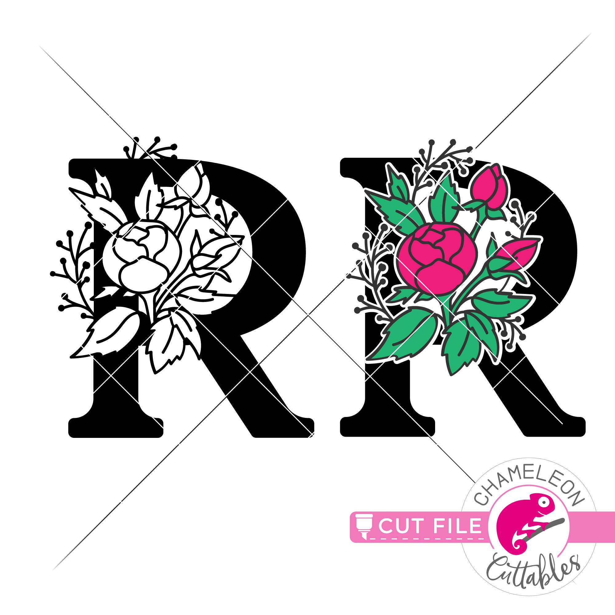 R Floral Monogram Letter With Flowers SVG Png Dxf Jpeg - Etsy