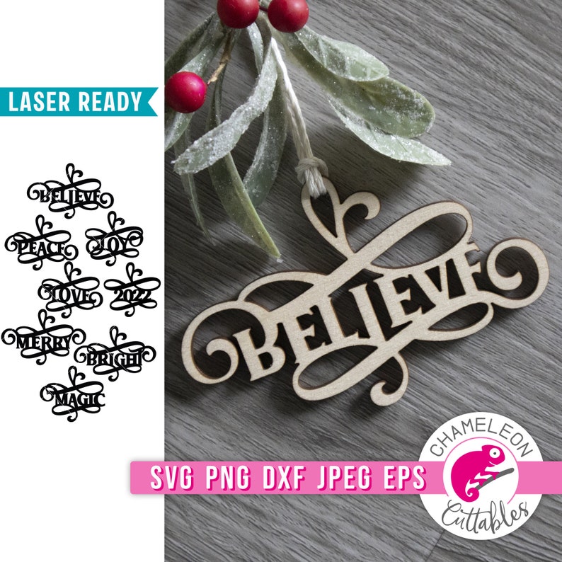 SVG DXF Christmas Words Ornament Design Bundle 2022 Laser - Etsy