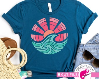 Ocean Wave Circle Summer Beach Round SVG Dxf Png File | Etsy