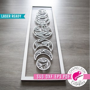 SVG, DXF, PDF, Eps Framed Moon Phases Laser Svg, Glowforge Moon Sign ...