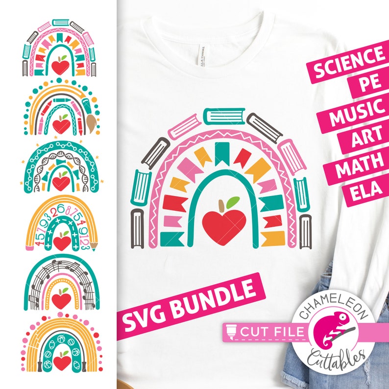 School Rainbow SVG Bundle Teacher Rainbow SVG Math Art PE - Etsy