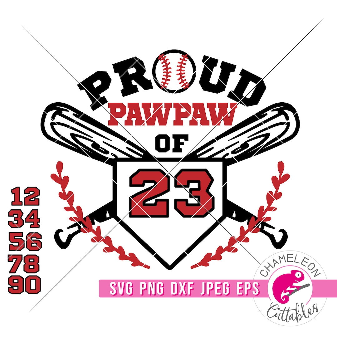 Proud Baseball Pawpaw of Jersey Number SVG Eps Dxf Png File for Cutting ...