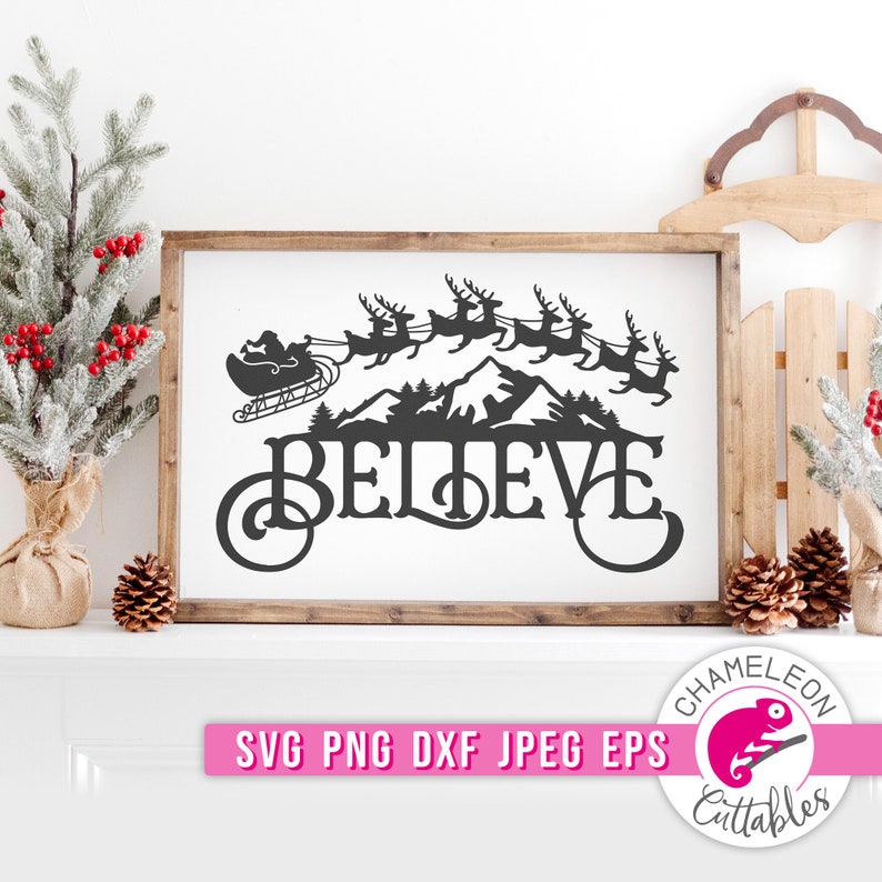 SVG PNG DXF Jpeg Christmas Believe Svg Santa Over | Etsy