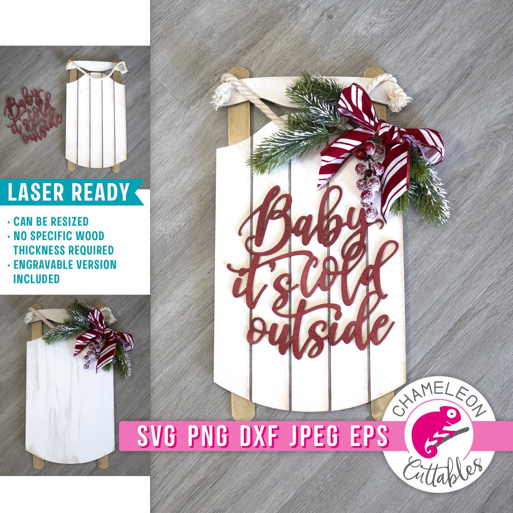 SVG DXF Christmas Sled Sign File Christmas Cnc Design - Etsy