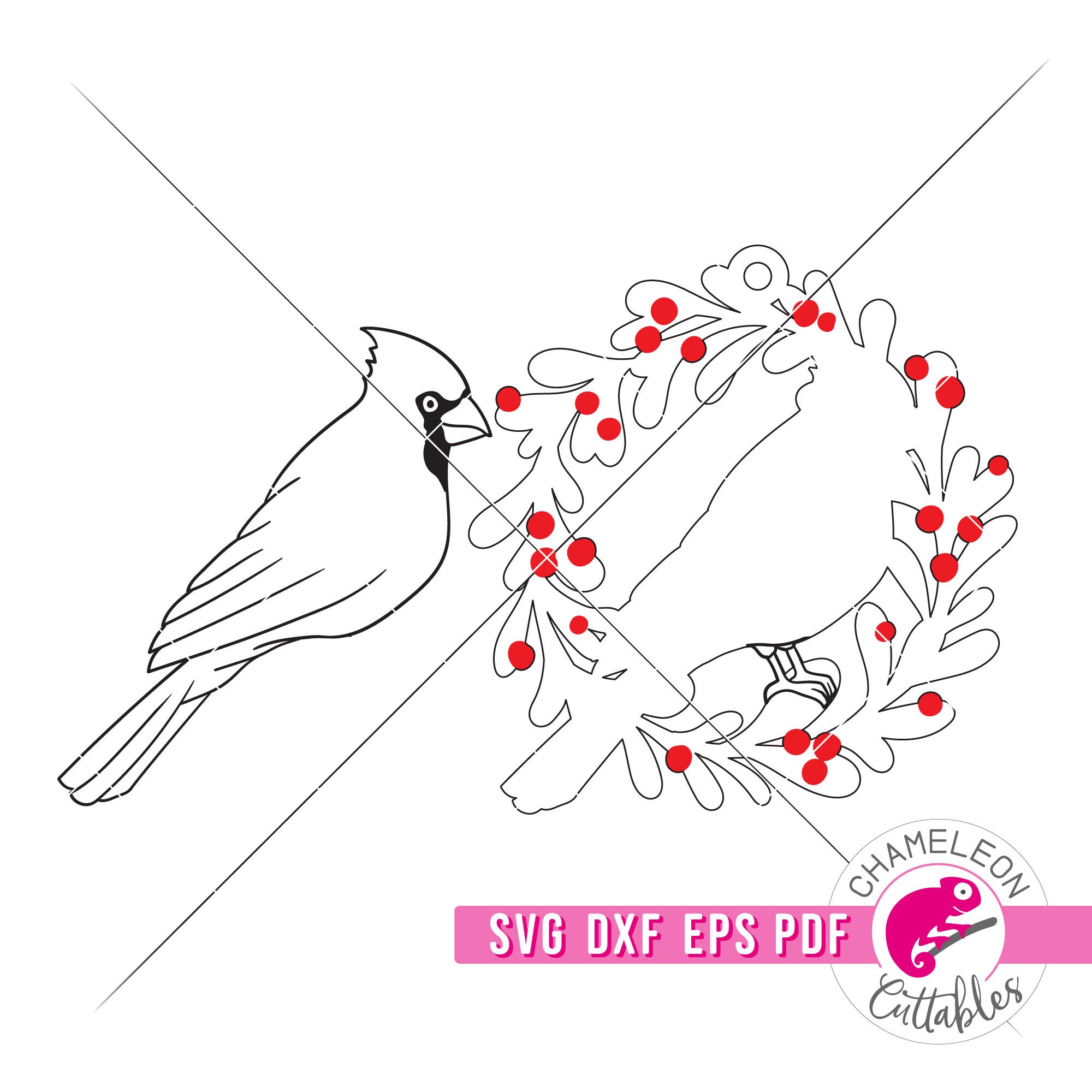 PDF SVG DXF Eps Cardinal Wreath Christmas Ornament Svg - Etsy
