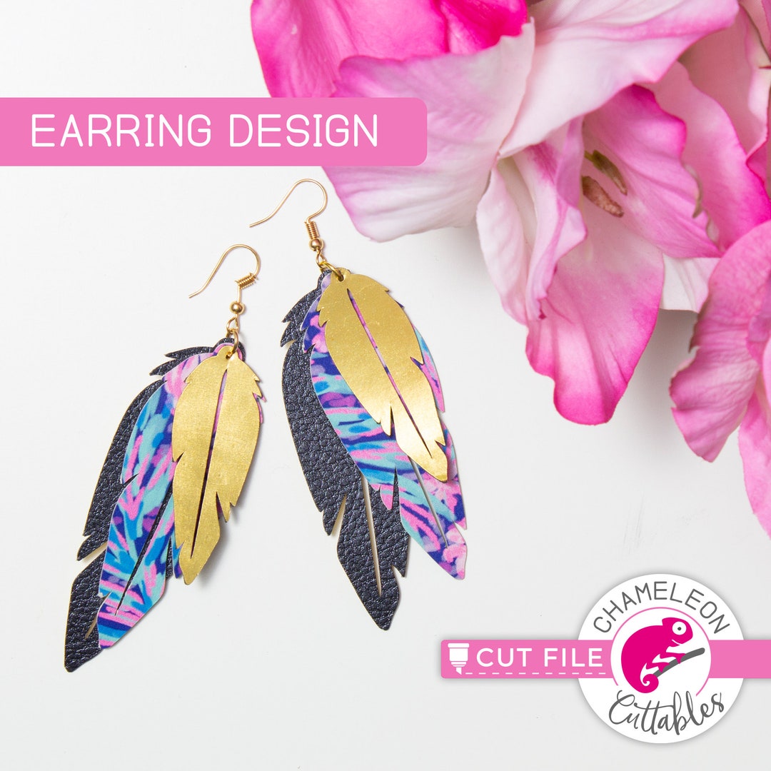 Feather Earring Template, Cut File Design, SVG for Faux Leather ...