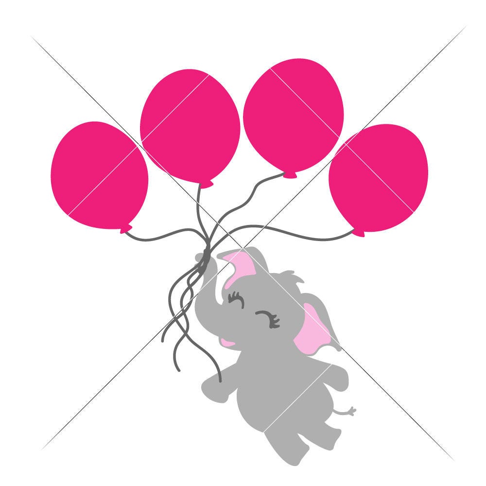 SVG PNG DXF Jpeg Elephant With 4 Balloons for Name Baby | Etsy