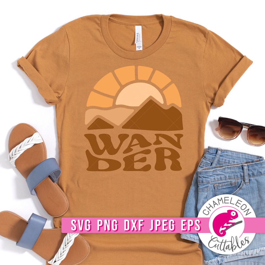 SVG, PNG, Dxf, Jpeg, Wander Svg, Retro Outdoor Hiking Design, Mountain ...
