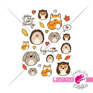 PRINT & CUT Sticker Sheet Template, PNG, Fall Animals, for Cricut, for ...