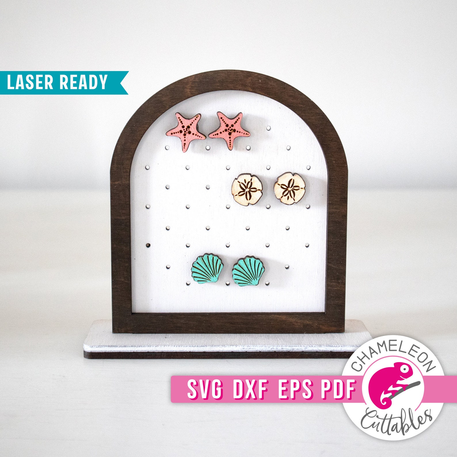SVG, DXF, PDF, Eps Earring Display Rainbow Laser Svg, Glowforge Earring ...