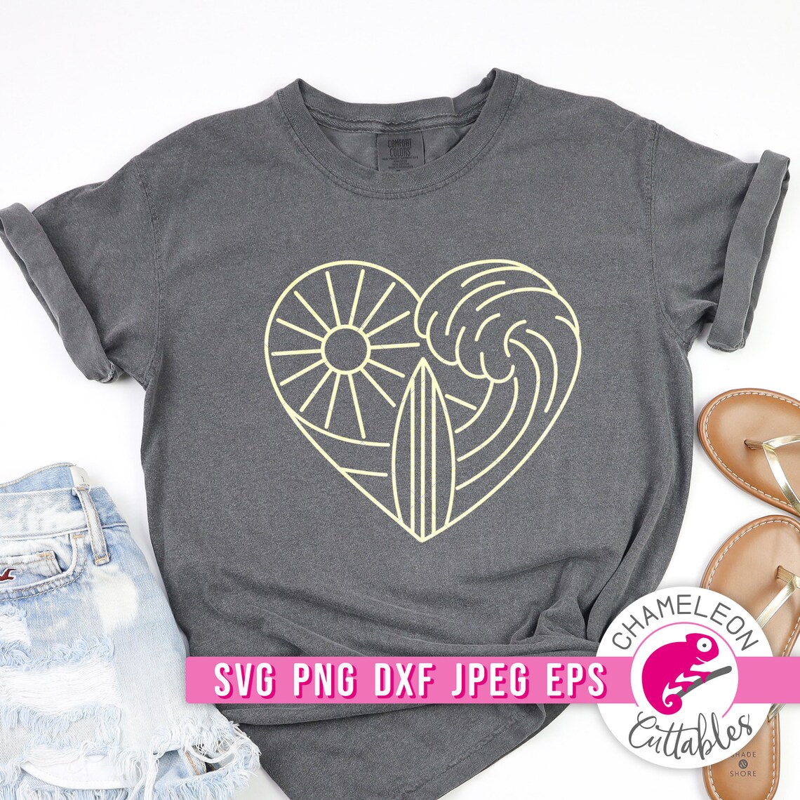 SVG, PNG, Dxf, Jpeg, Surf Ocean Heart Svg, Beach Summer Design, Line ...