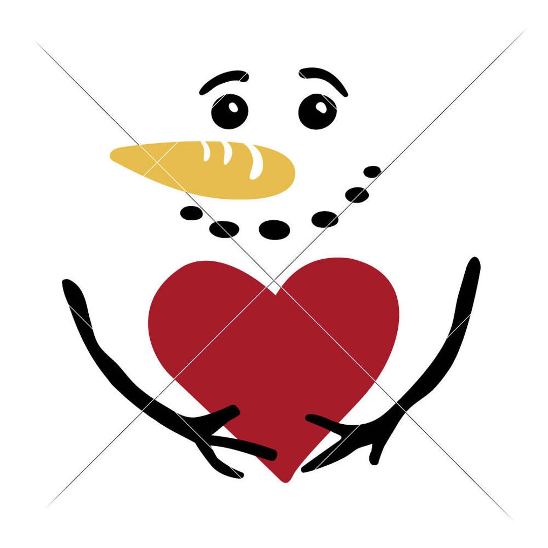 Snowman With Heart Winter Christmas SVG Dxf Files for Cutting Machines ...
