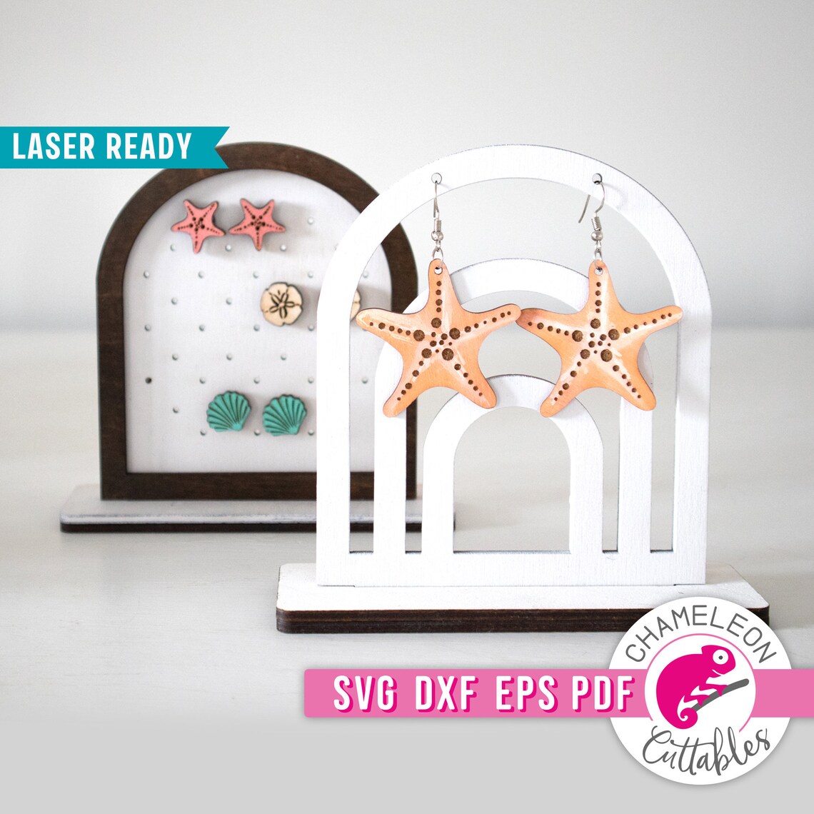 SVG, DXF, PDF, Eps Earring Display Rainbow Laser Svg, Glowforge Earring ...