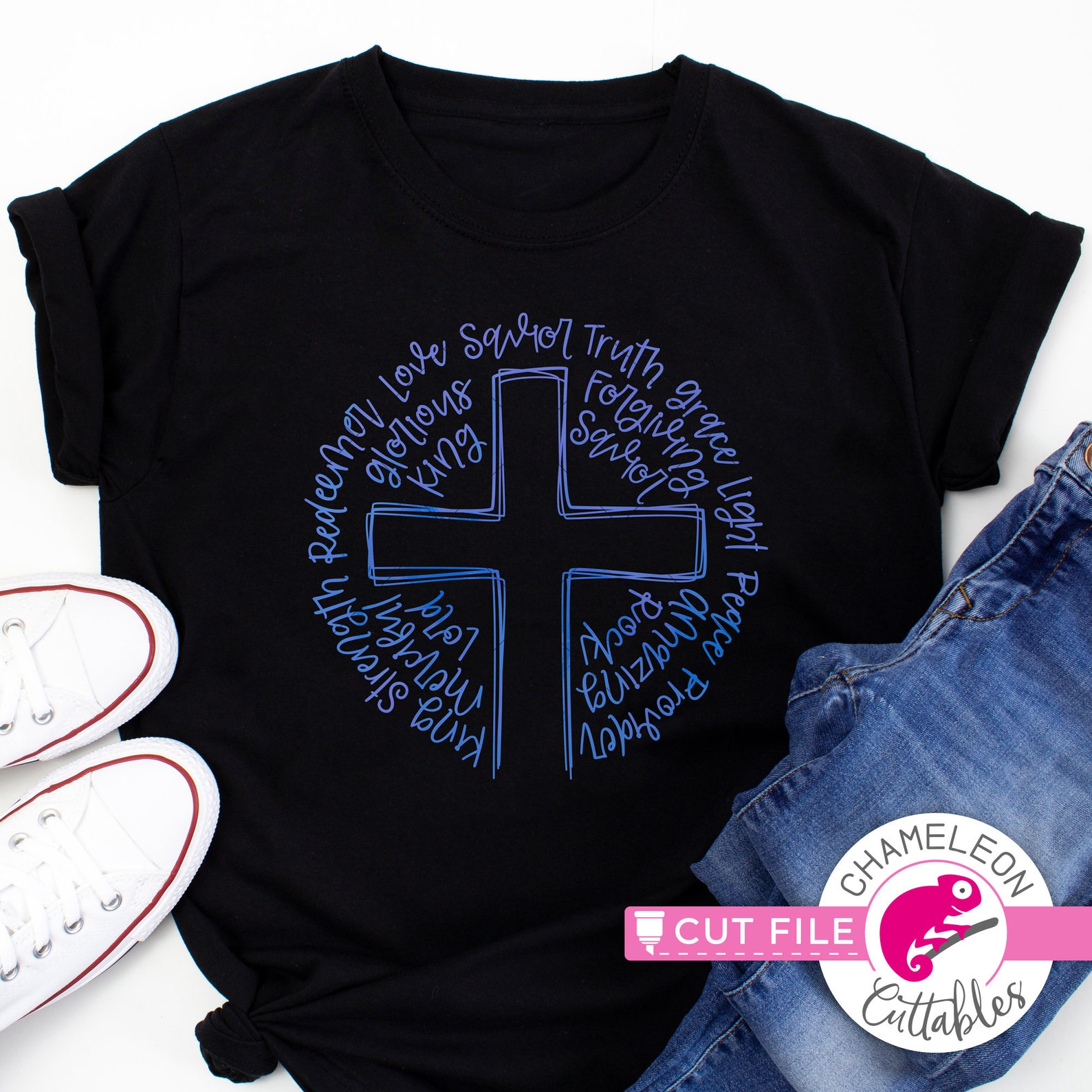 SVG PNG DXF Jpeg Cross With Words Circle Easter | Etsy