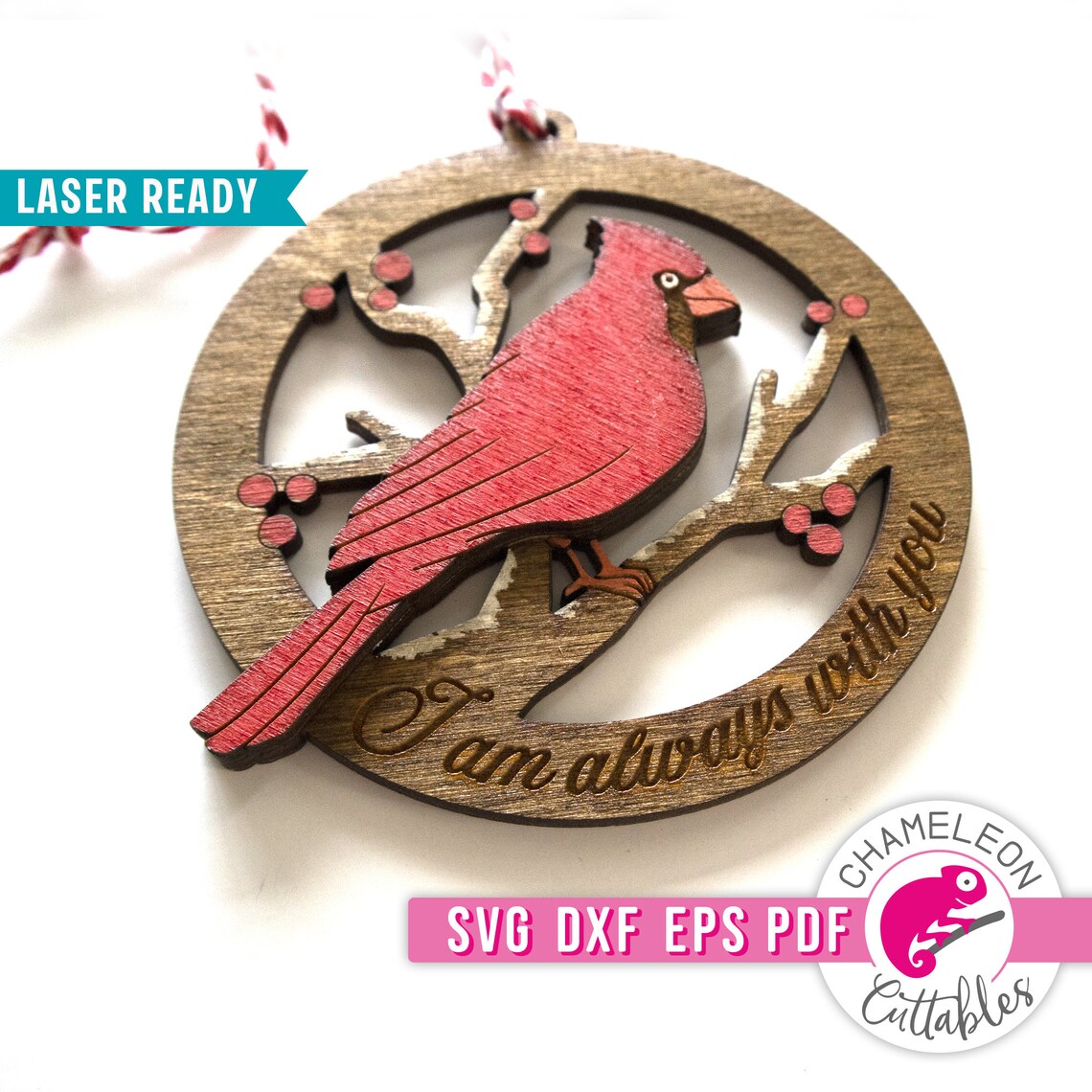 PDF SVG DXF Eps Cardinal Tree Christmas Ornament Svg - Etsy