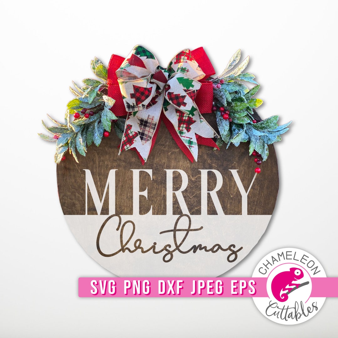 Merry Christmas Round Door Sign Design, for Circle Wood Sign SVG, Dxf ...