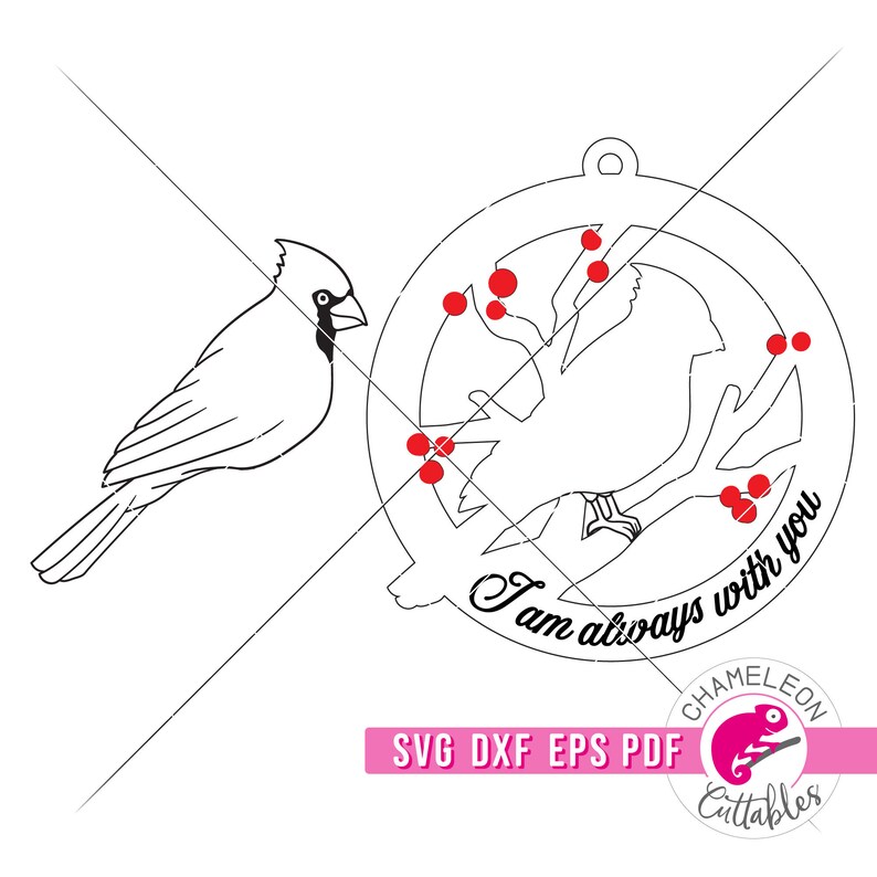 PDF SVG DXF Eps Cardinal Tree Christmas Ornament Svg - Etsy