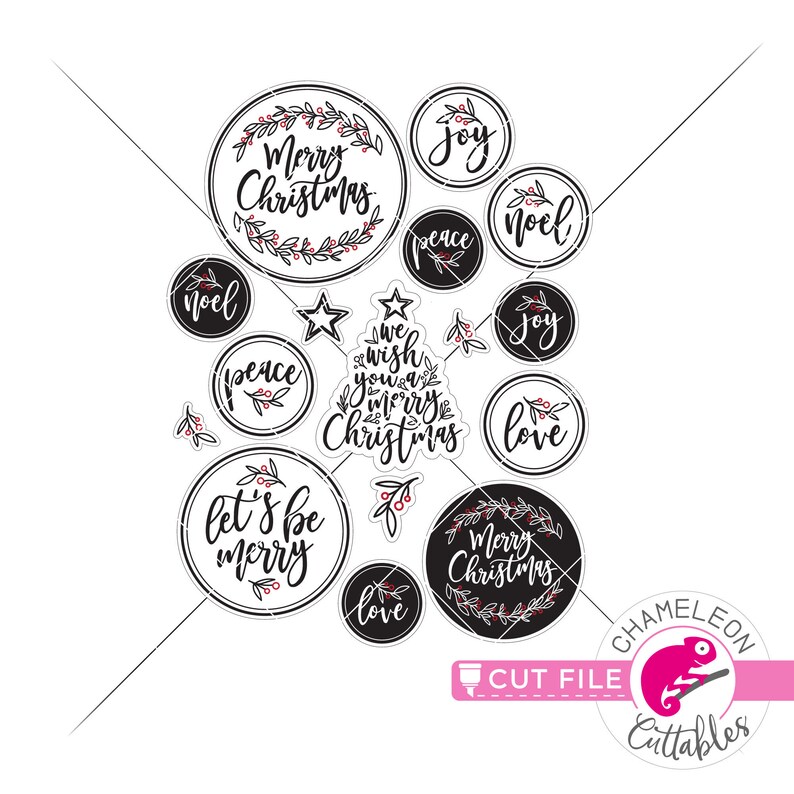 PRINT & CUT Christmas Sticker Template PNG Round for | Etsy