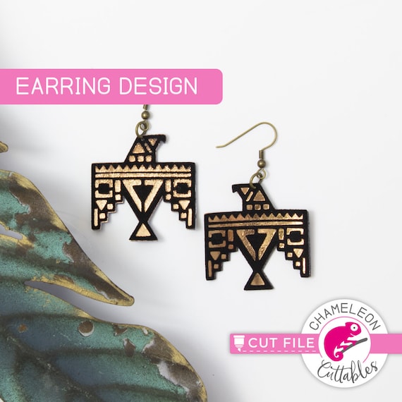 SVG PNG DXF Jpeg Aztec Eagle Earring Template Cut File | Etsy