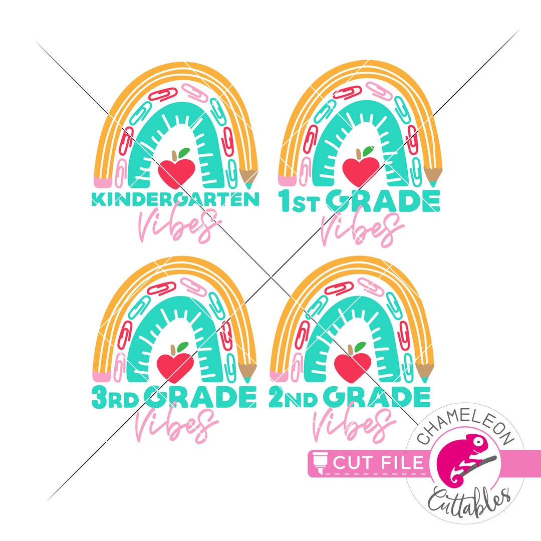 School Supply Rainbow, Grade SVG, Kindergarten, 1st, 2nd, File for ...