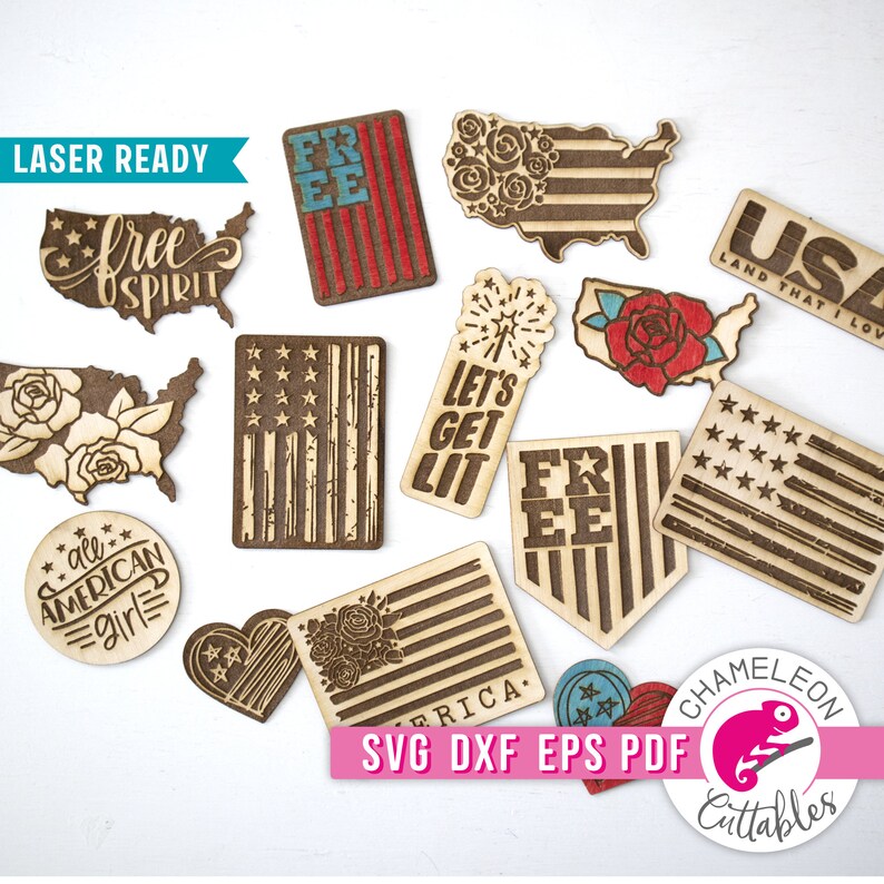 SVG DXF Pdf Eps USA Wood Sticker Svg Bundle for Laser - Etsy