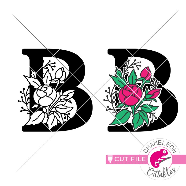 SVG PNG DXF Jpeg B Floral Monogram Letter With Flowers | Etsy