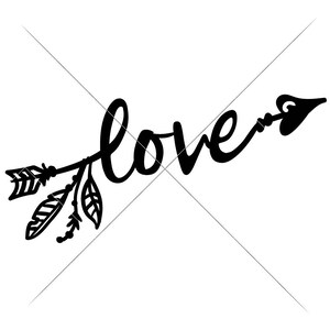 Love Arrow With Feathers SVG Eps Dxf Png Files for Cutting | Etsy
