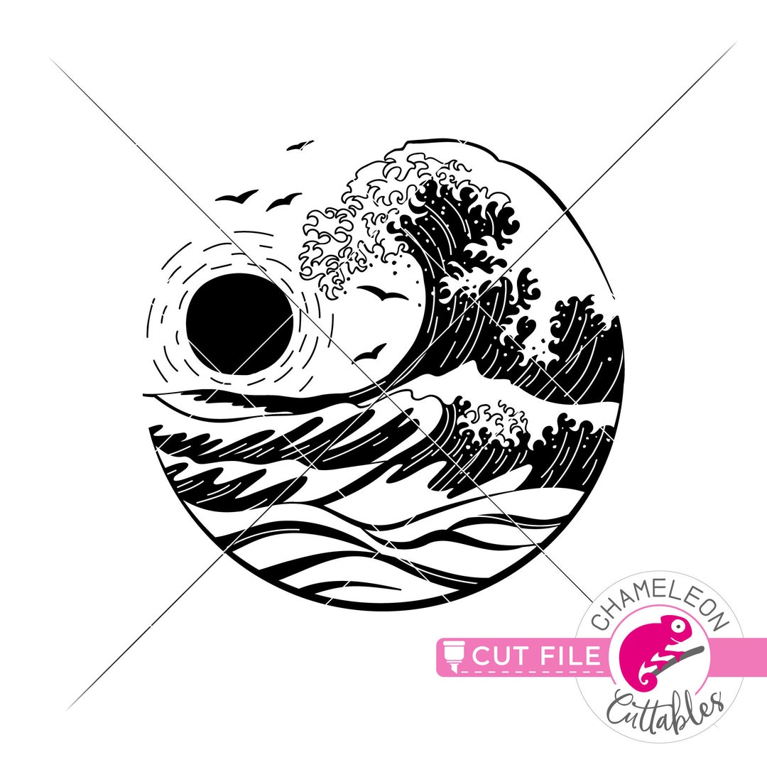 Ocean Wave Circle, Summer, Beach, Round SVG, Dxf, Png, File for Cutting ...