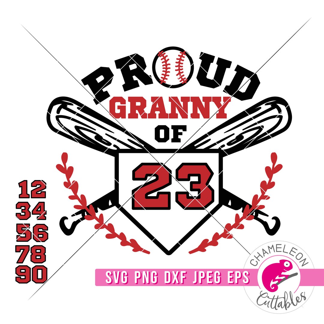 Proud Baseball Granny, Jersey Number SVG Dxf Png File for Cutting ...