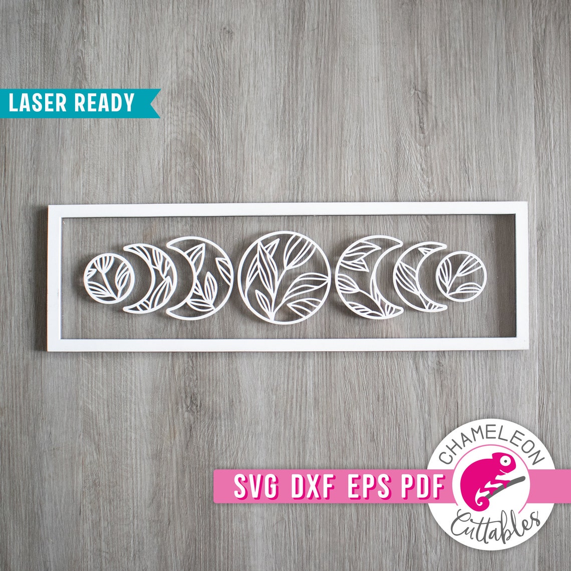 SVG, DXF, PDF, Eps Framed Moon Phases Laser Svg, Glowforge Moon Sign ...